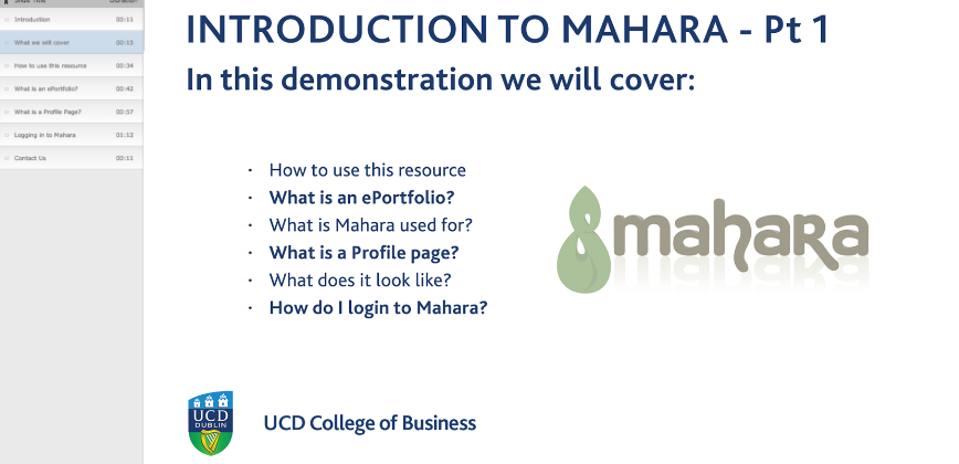 Mahara Learning Resource – Part 1