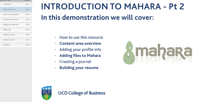 Mahara Learning Resource – Part 2