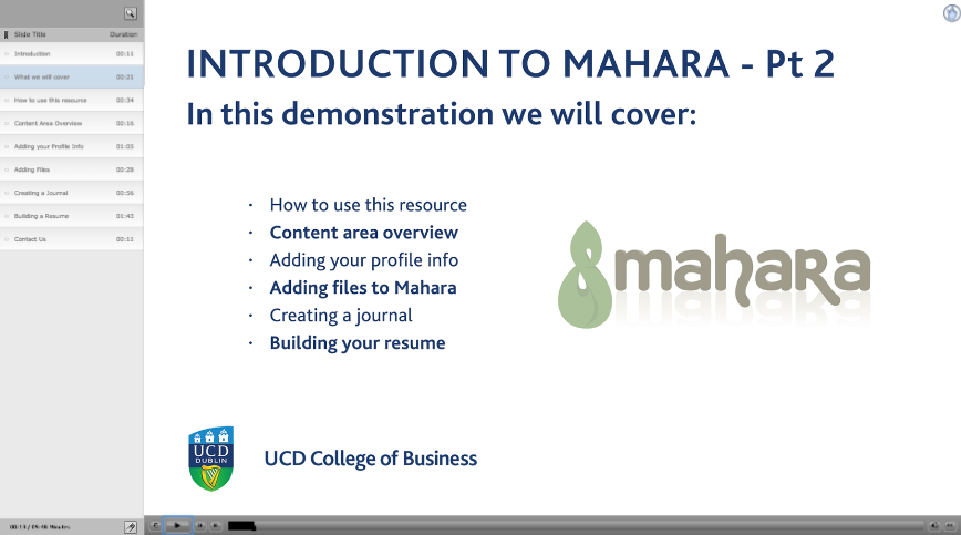 Mahara Learning Resource – Part 2