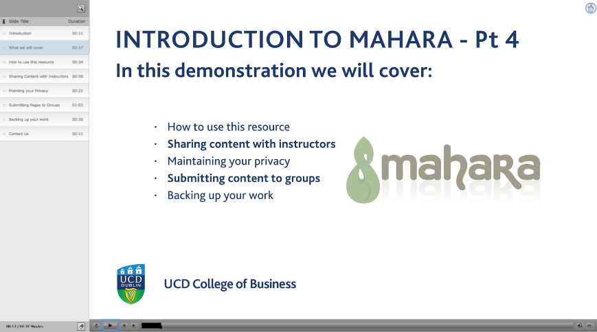 Mahara Learning Resource – Part 4